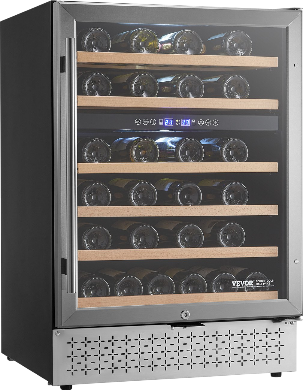 Vevor Wine Refrigerator Dual Zone 46 Bottle Cooler with Glass Door Tem – FactoryPure