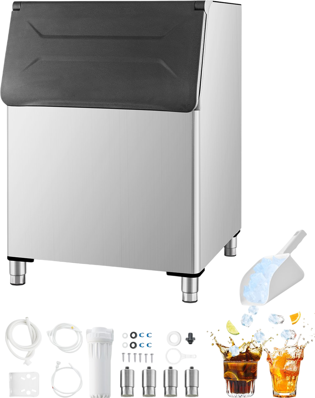 Vevor Commercial Ice Storage Bin 500 Lbs Capacity 201 Stainless Steel ...