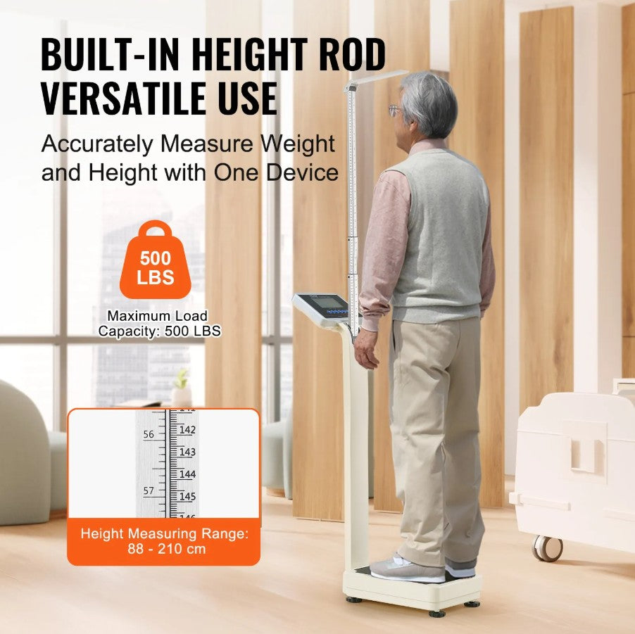 Vevor Professional Medical Digital Scale with Height Rod and 500 Lb Ca ...