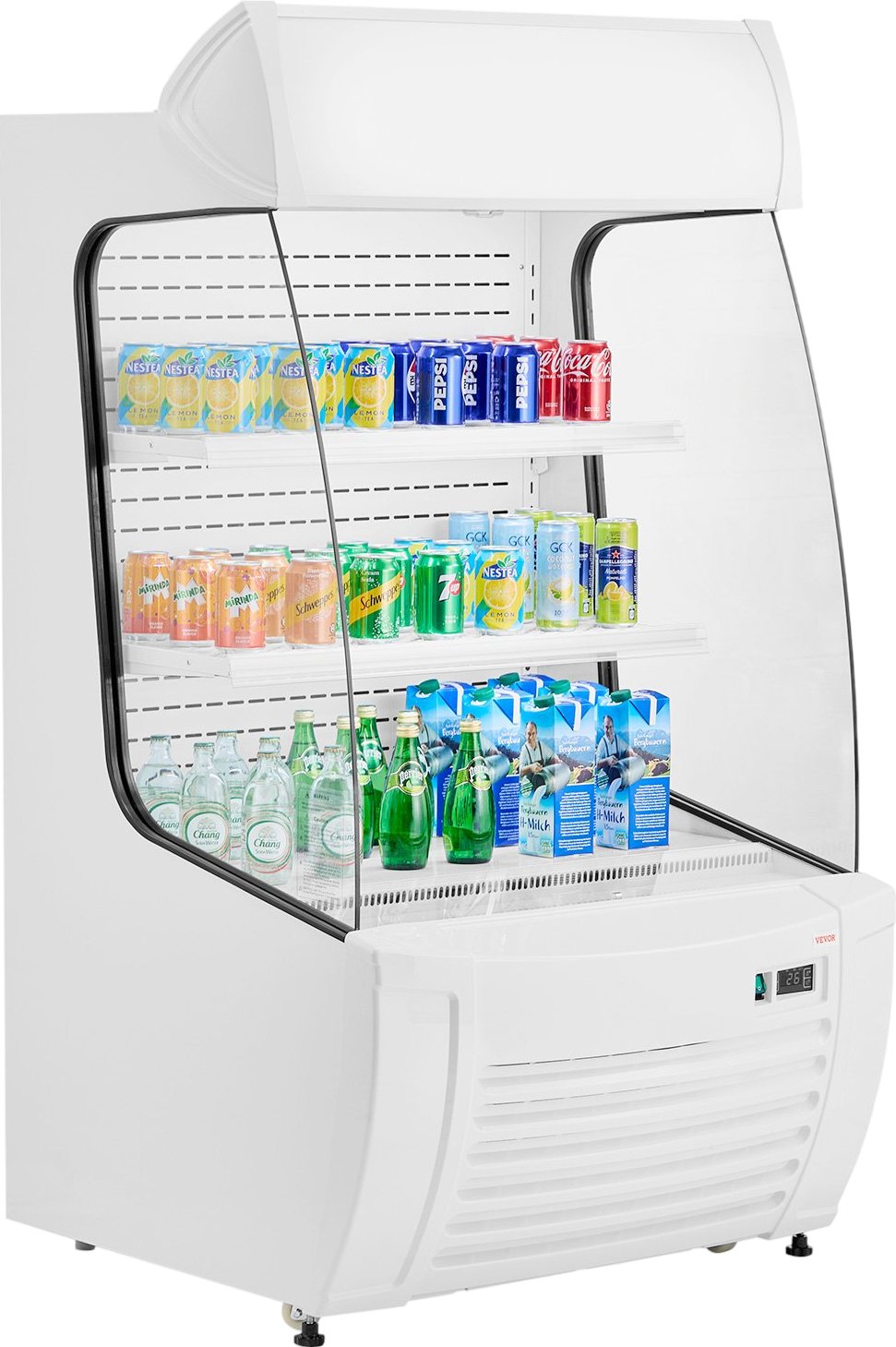 Vevor Open Air Merchandiser 12.7 Cu. Ft. 2-Tier Adjustable Shelves and ...