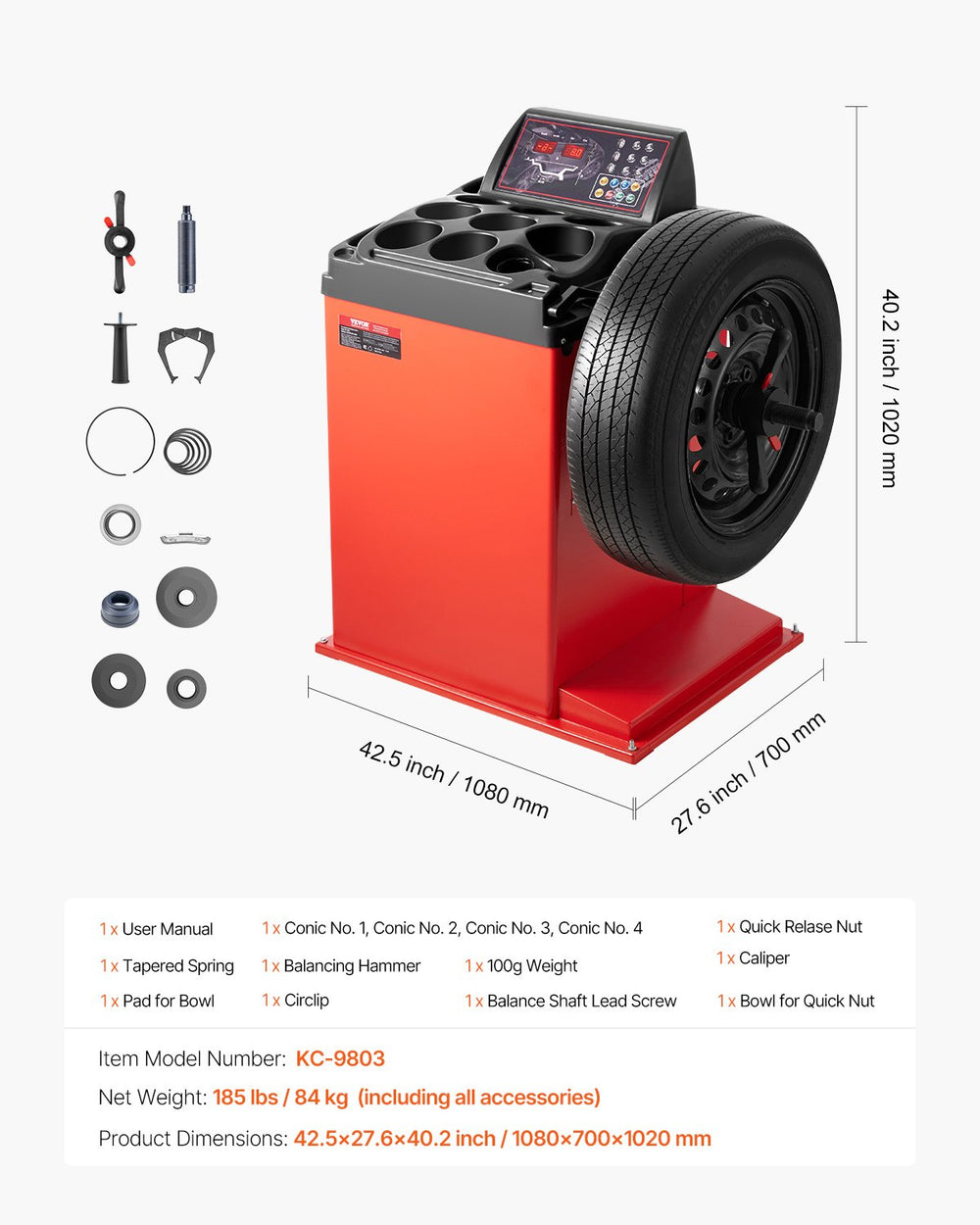 Vevor Precision Tire Balancer with 18" Spindle High Accuracy Machine N ...