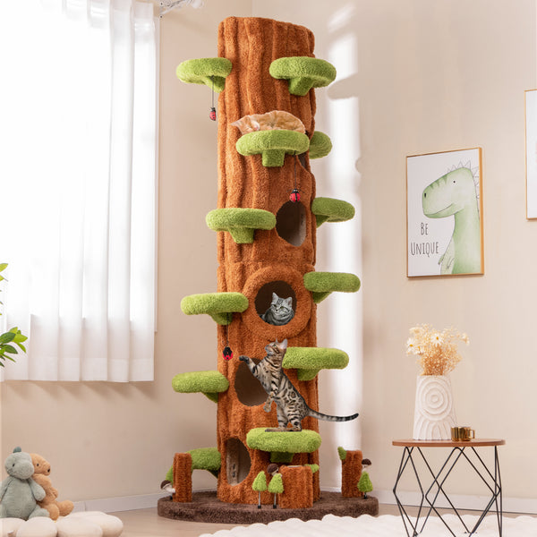 Costway 90.5" Tall Multifunctional Cat Tree Private Condos Indoor Cats ...