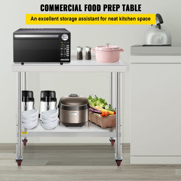 Vevor Stainless Steel Prep Table 30" x 24" Commercial Kitchen Worktabl ...