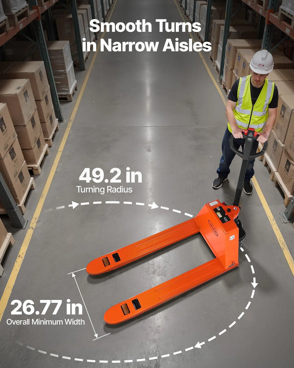 Vevor Electric Pallet Jack 3300 lbs. 48V Lithium Battery 48" x 27" For ...