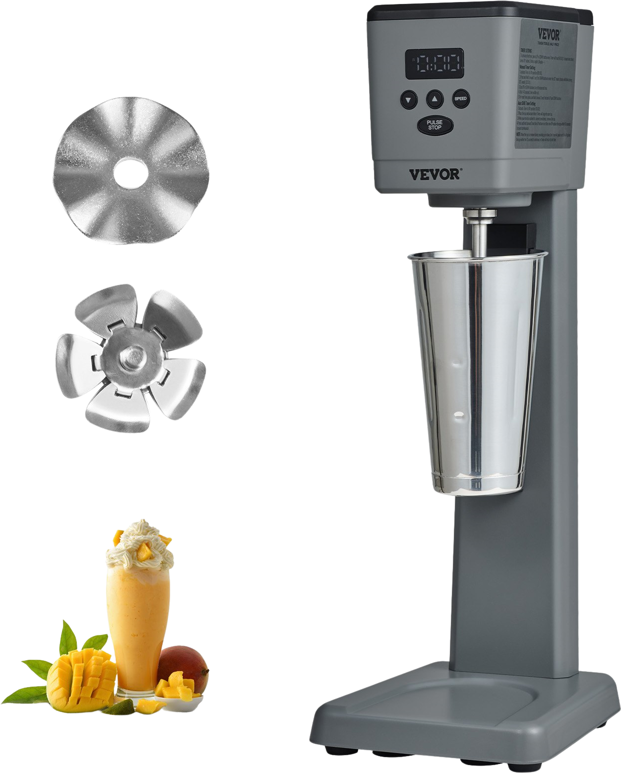 Vevor Milkshake Maker Electric Single Head Drink Blender 3-Speed 375W ...