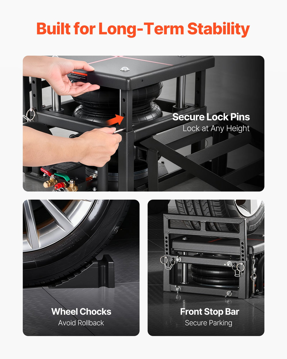 Vevor Portable Car Lift Pneumatic Ramp Jack 5 Ton Capacity 12.6" Max H – FactoryPure