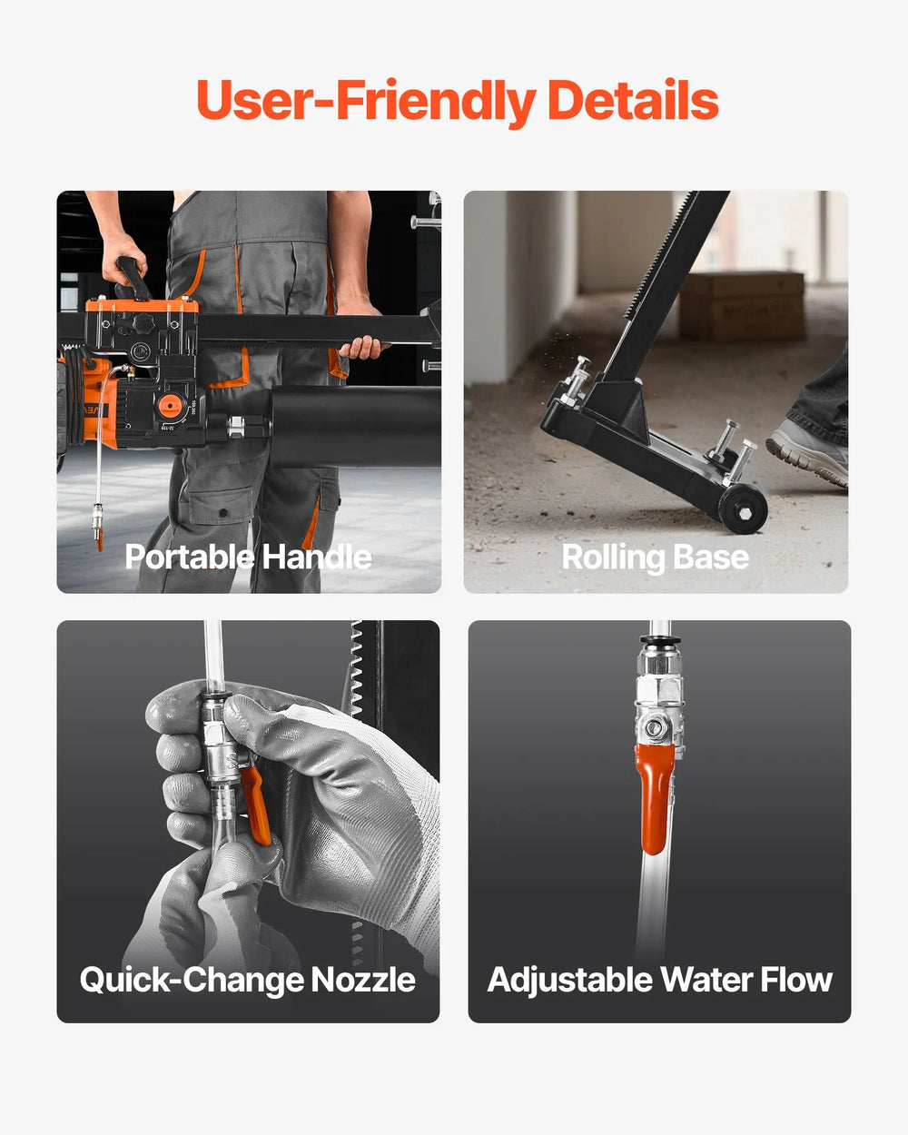 Vevor Diamond Core Drill Rig with 10 Bits Dual Speed Wet & Dry Drillin ...