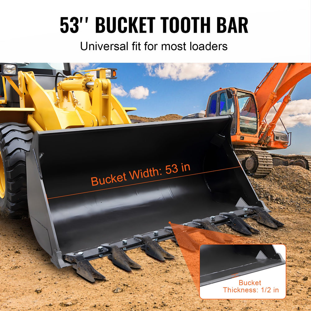 Vevor Bucket Tooth Bar 53" Heavy Duty for Sub-Compact Tractor 4560 Lbs ...