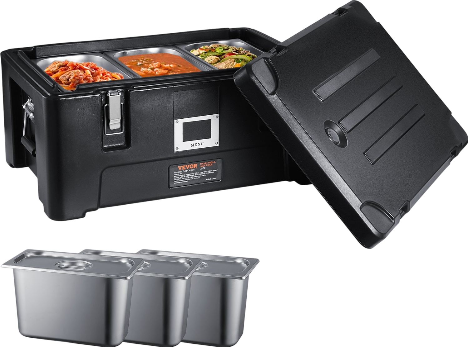 Vevor Insulated Food Pan Carrier 36 QT Stackable Catering Hot Box with ...