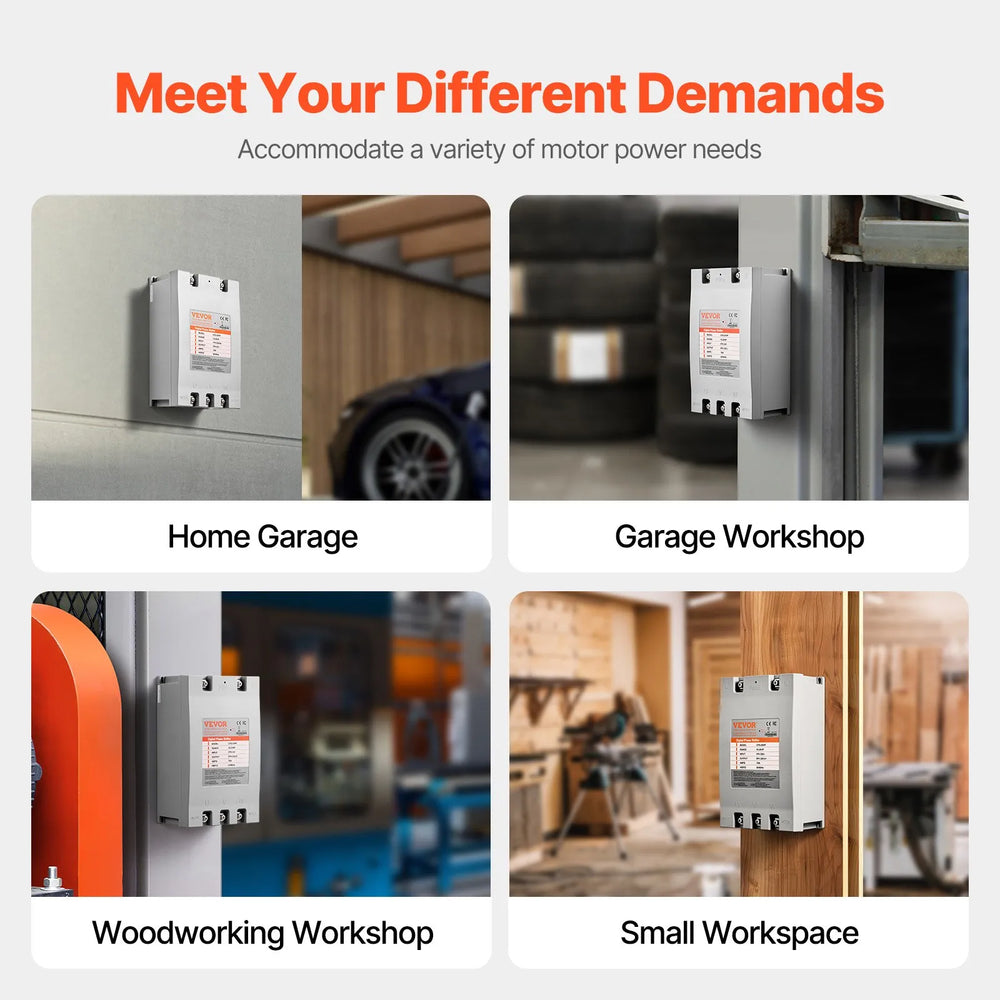 Vevor Digital Phase Shifter Single to 3-Phase Converter 20HP 70A 220V ...