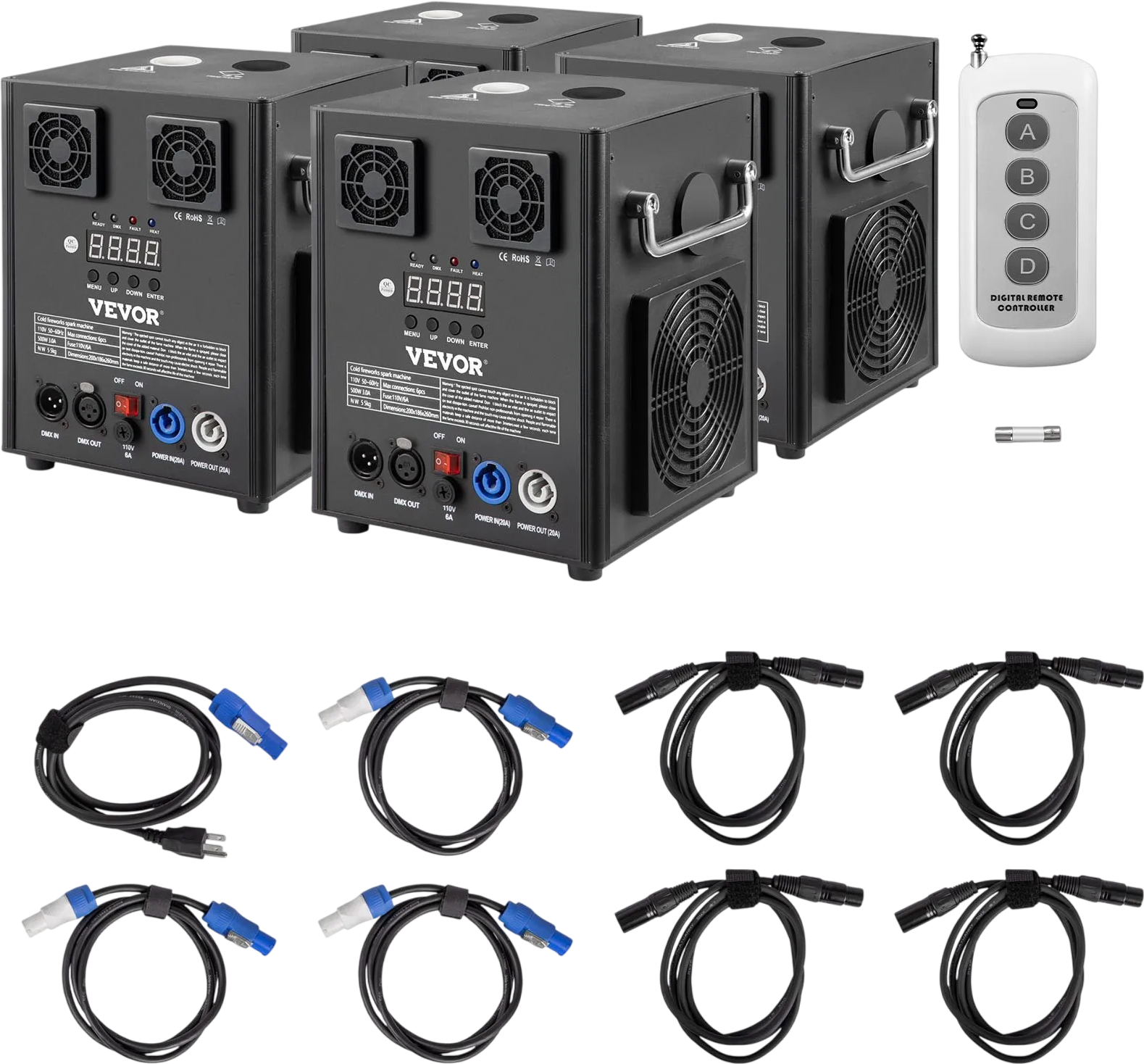 Vevor Cold Spark Machine 500W 5' to 8.2' Special Effects DMX Control 4 ...
