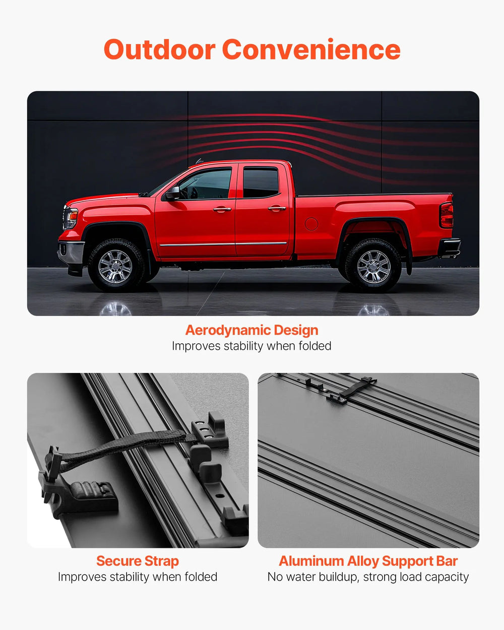 Vevor Truck Bed Tonneau Cover Hard Tri-Fold 54.4" for 2022-2025 Ford M ...